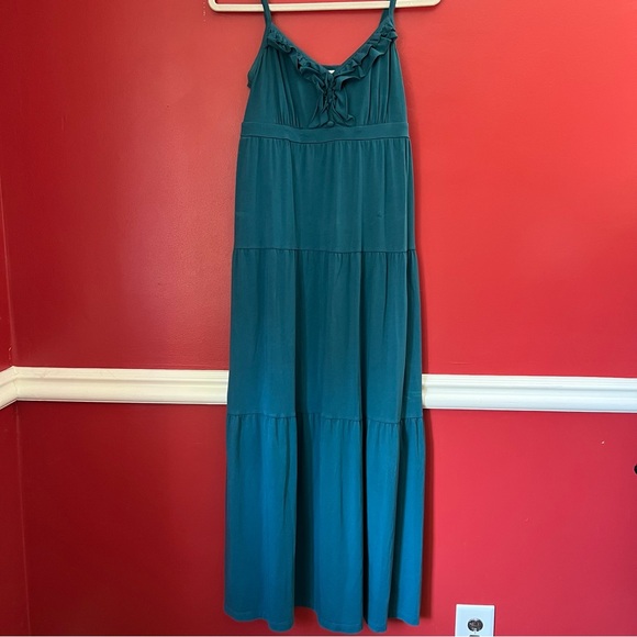 LOFT | Dresses | Loft Teal Blue Maxi Dress With Spaghetti Straps And ...